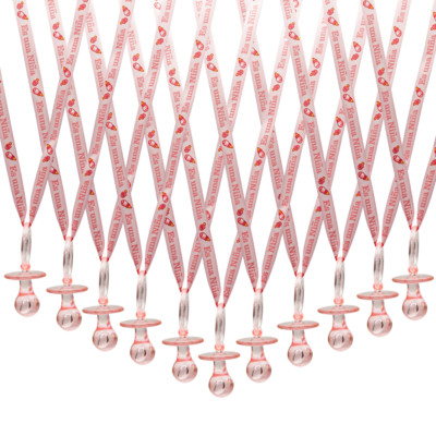 36PC Pink Es Una Niña Spanish Printed Baby Shower Pacifier Necklace ...