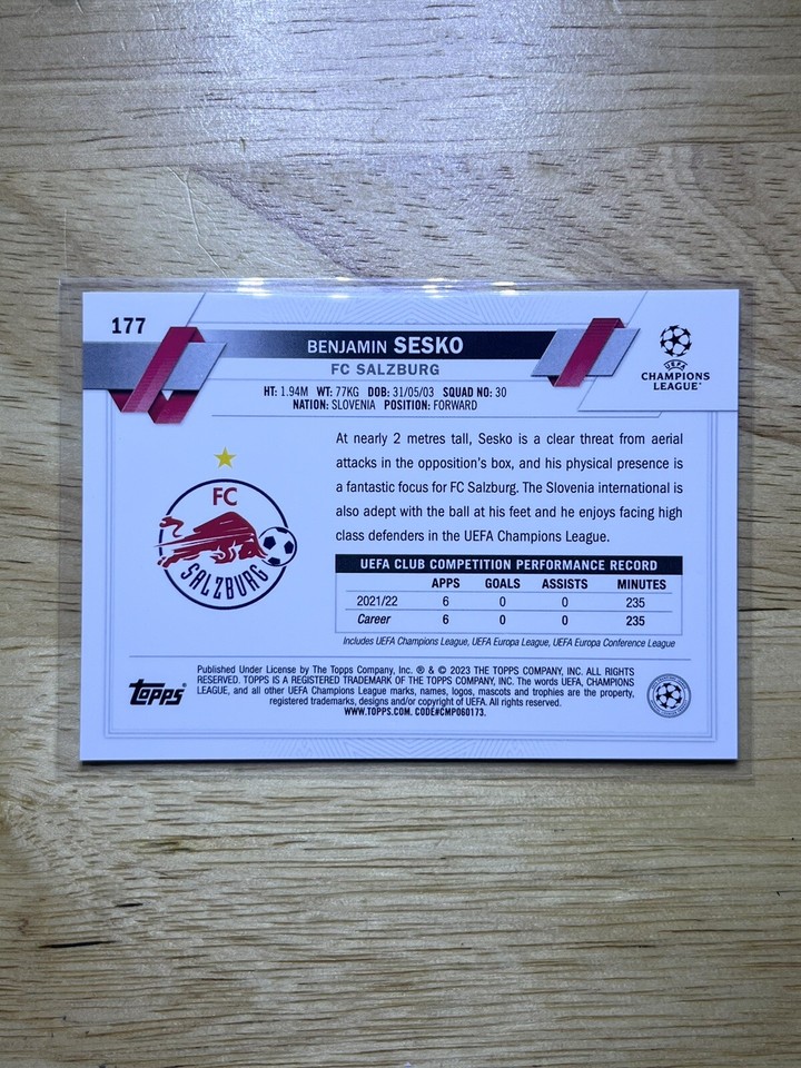 2022-23 Topps Chrome UEFA Club Competitions - Benjamin Sesko - Future ...