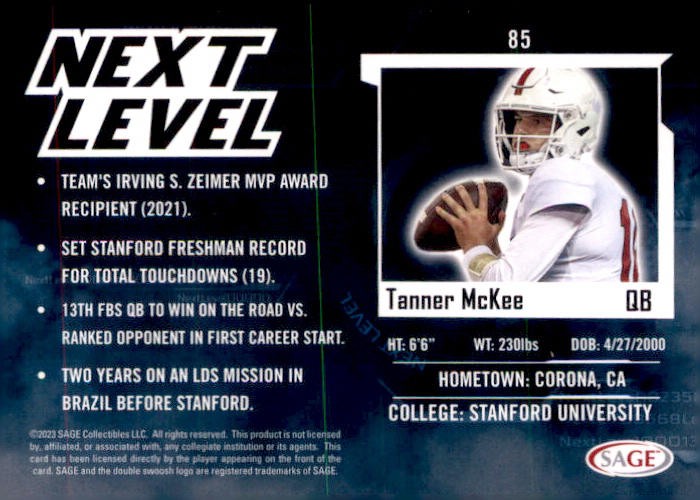 2023 SAGE HIT #85 Tanner McKee | eBay