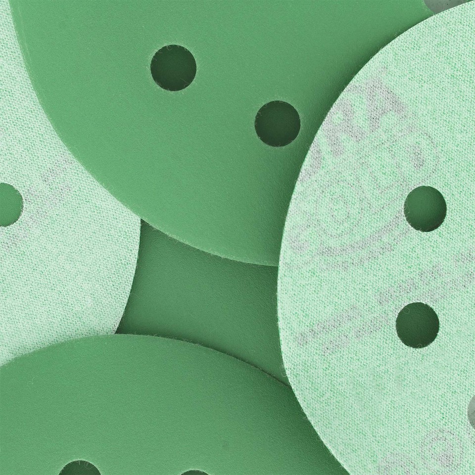 Dura-Gold Premium 1500 Grit 5 Green Film Sandpaper Discs, 8 Hole ...