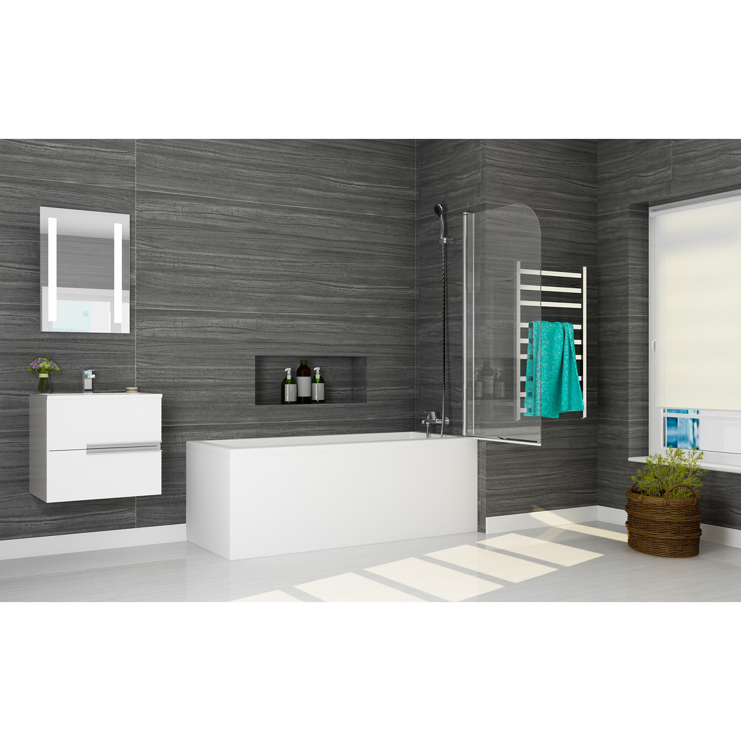 Frameless Over Bath Shower Screen Tempered Glass Swing Panel 800x1450mm ...