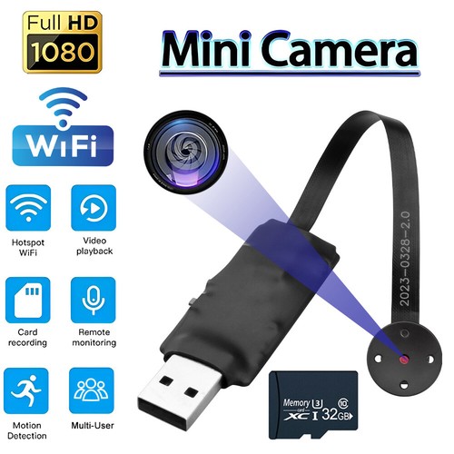 32GB HD 1080P WiFi IP Wireless Ultra Mini Camera Black Screw Pinhole ...