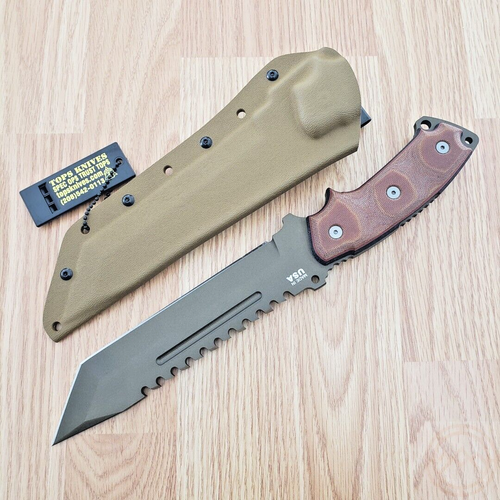TOPS Eagle Fixed Knife 7.63" Sawback 1095HC Steel Tanto Blade Tan ...