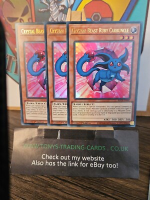3 x YuGiOh Crystal Beast Ruby Carbuncle BLCR-EN047 Ultra Rare 1st ...