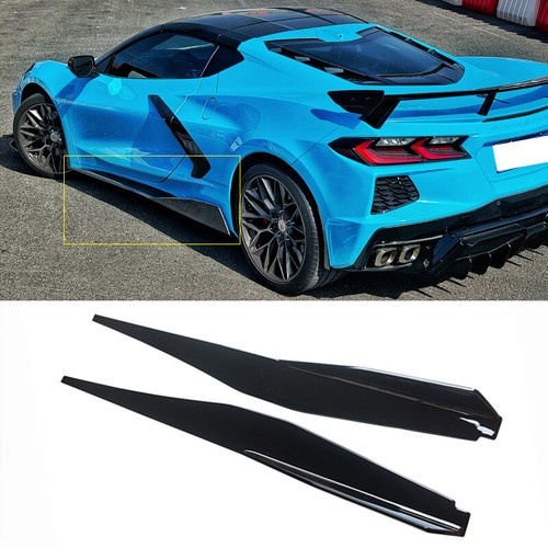 Gloss Black For Corvette C8 2020-2025 Side Skirts Extension Lip Rocker ...