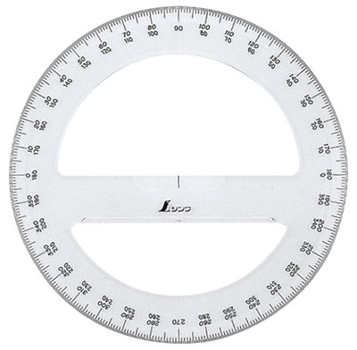 SHINWA 360 Degree Circle Acrylic Protractor Scale Measure Angle Ruler ...