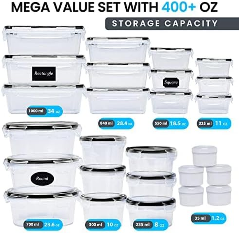 52 Pcs Food Storage Containers with Lids-(26 Stackable Clear Plastic ...