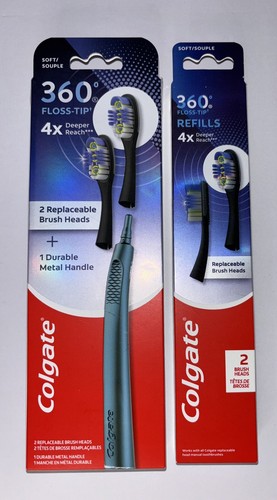 Colgate 360 Floss Tip Replaceable Head Toothbrush Starter Kit + 4 ...