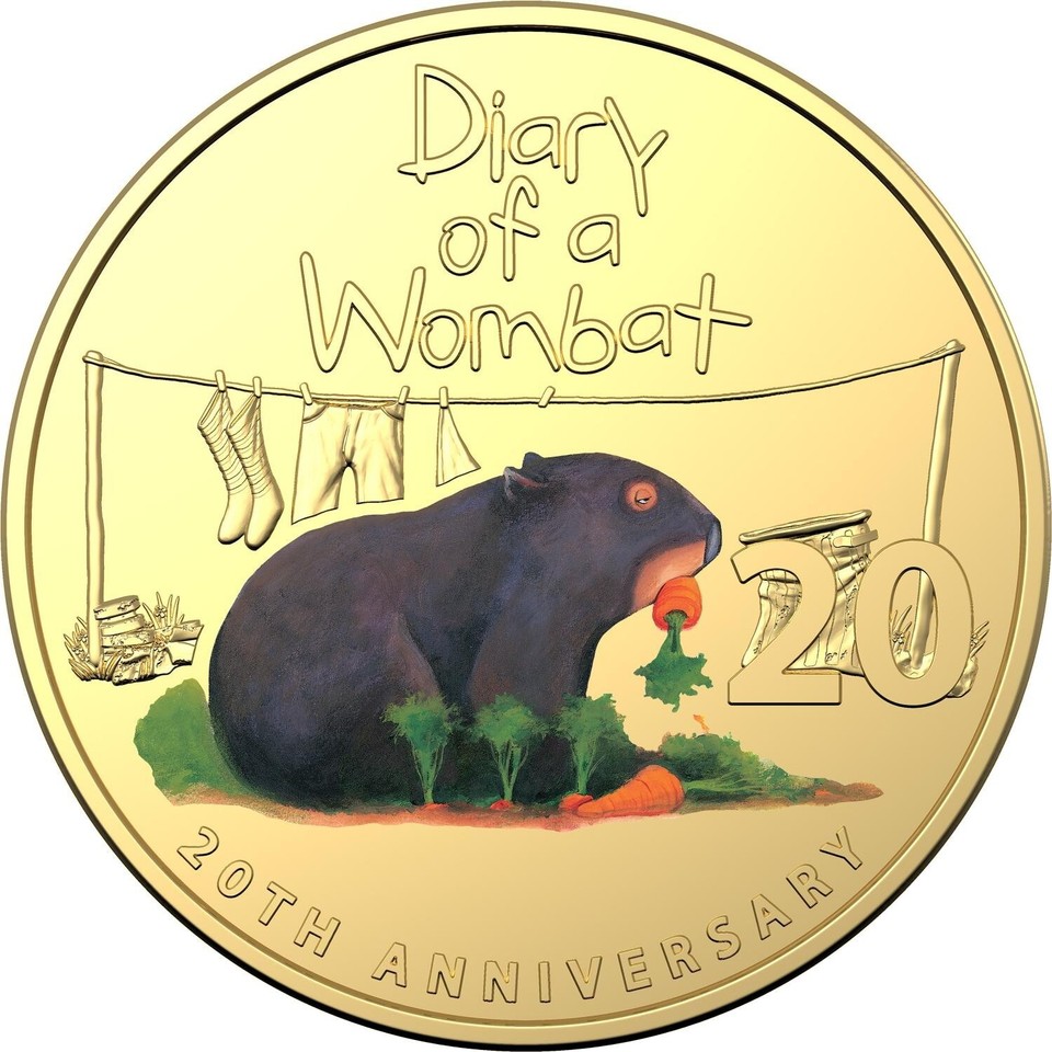 2022 20 cent - 20th Anniversary Diary of Wombat GOLD PLATED DELUXE ...