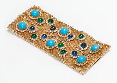 Robert DeLillo 1970’s Wide Mughal Style Mesh Crystal Cabochon Glass ...