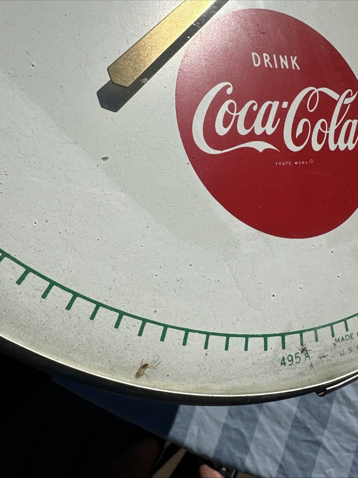 Coca-Cola Vintage 12" Thermometer Round Glass Faced Original 495A 1960s ...