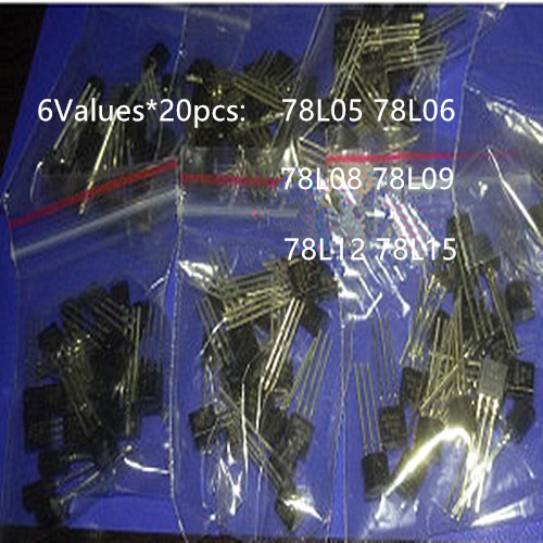 120PCS 78L05 78L06 78L08 78L09 78L12 78L15 6Values*20pcs Transistor ...