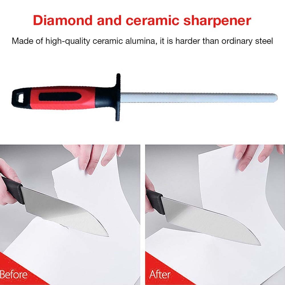 10 Inch Ceramic Sharpening Rod with Diamond Stone For Stainless Steel ...