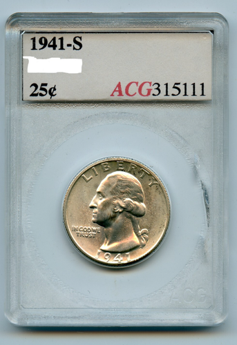 1941-S Silver Washington Quarter 25c Old Accugrade Holder | eBay