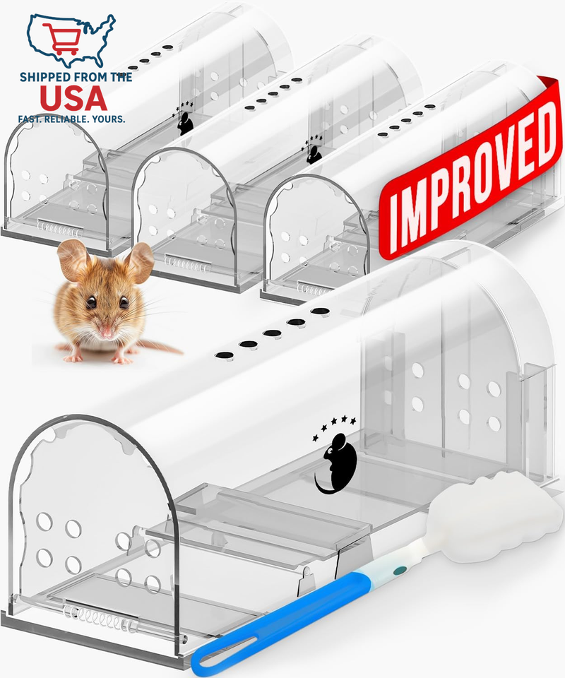 Humane Mouse Traps No Kill Live Catch and Release 4 Pack - Reusable ...