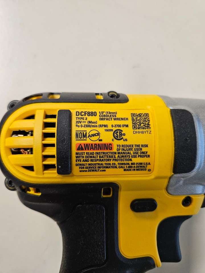 DEWALT DCF880 1/2" Cordless Impact Wrench 205Nm High Torque 2300 RPM ...