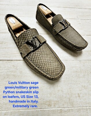 Louis Vuitton Python Snakeskin Shoes Light Green US13 Handmade Italy ...