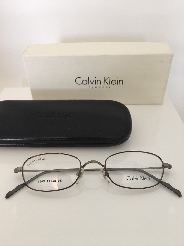 New VINTAGE CALVIN KLEIN Eyeglasses CK 515 100% Titanium Tortoise 49 ...