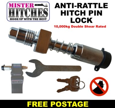 ANTI RATTLE HITCH PIN AND LOCK BALL MOUNT TONGUE TOW BAR TRAILER CAMPER ...