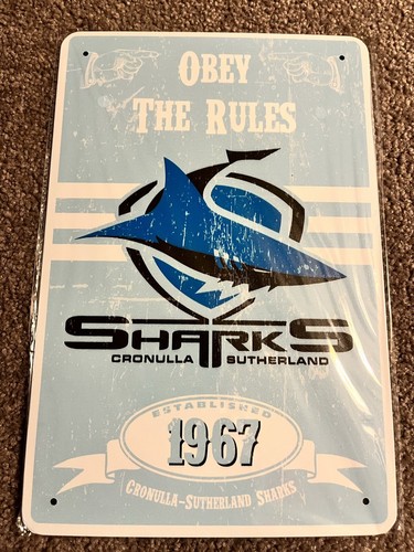 Cronulla Sharks NRL Retro Metal Tin Wall Sign “OBEY THE RULES” NEW ...