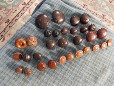 Vintage LEATHER COAT BUTTONS Lot Of 31 Mix Match & Matching Buttons 5/8 ...