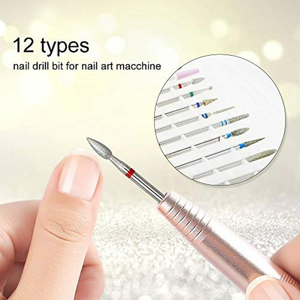 12x Cuticle Clean Drill Diamond Nail Ball Bits for Russian Manicure ...