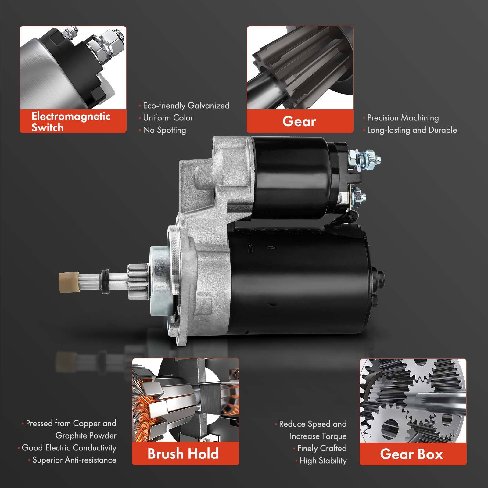 Starter Motor for Porsche 914 Volkswagen Beetle Combi 1.1kW 12 Volt CCW ...