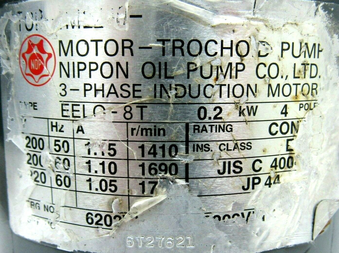 USED NIPPON EELQ-8T MOTOR 3PH 0.2KW 4 POLE EELQ8T | eBay