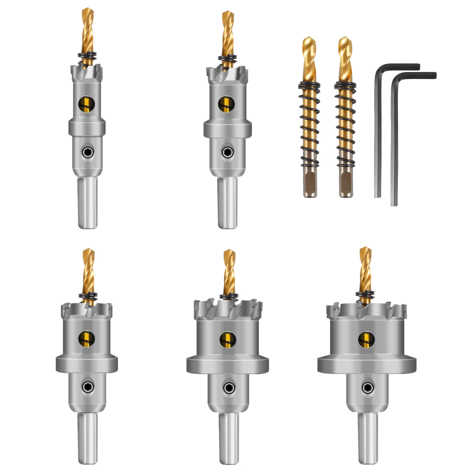 7Pcs TCT Carbide Hole Saw Kit Set Sturdy Metal Hole Multipurpose Wrench ...