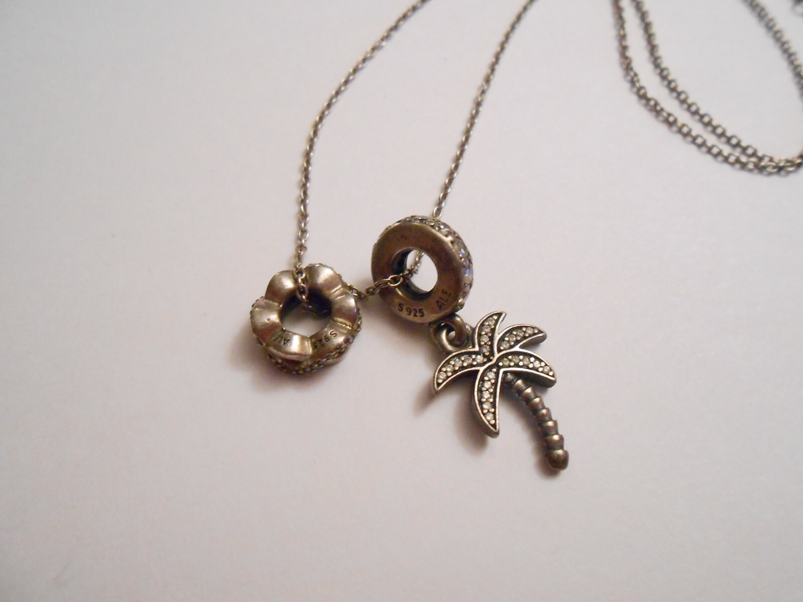 PANDORA STERLING SILVER "PALM TREE" PENDANT NECKLACE. - Gem