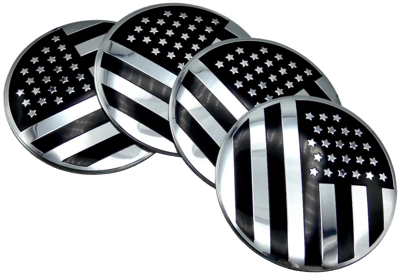 1 Set Aluminum American Flag Wheel Center Cap Sticker Decal Truck Car ...