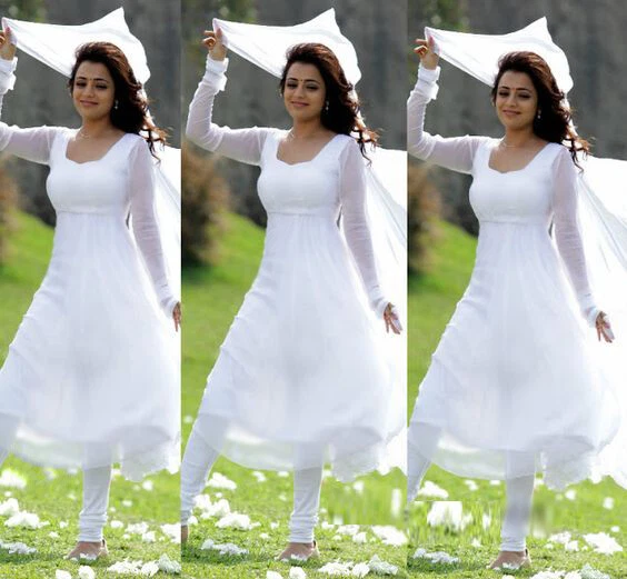 Simple White Anarkali Salwar Kameez