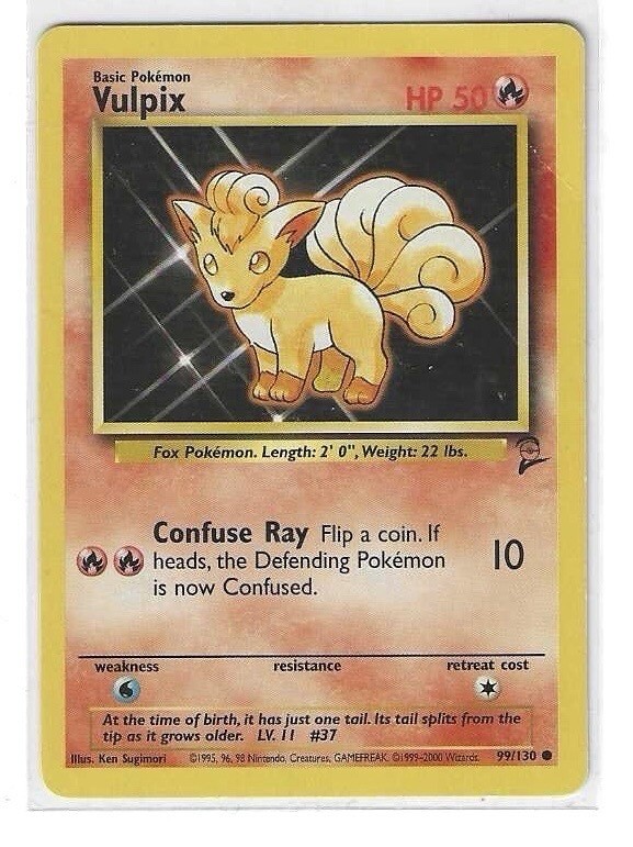 Pokémon TCG Vulpix Base Set 2 99/130 Regular Unlimited Common | eBay