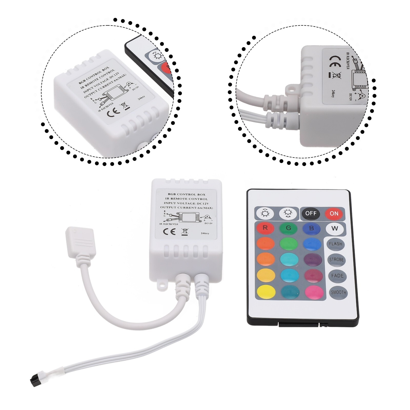 User Friendly LED Strip Light Control Box with 24 keys IR Remote ...