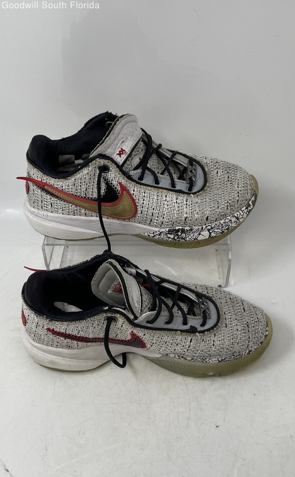 Nike Boys Lebron James XX Black White Red Lace-Up Sneaker Shoes Size 3 ...