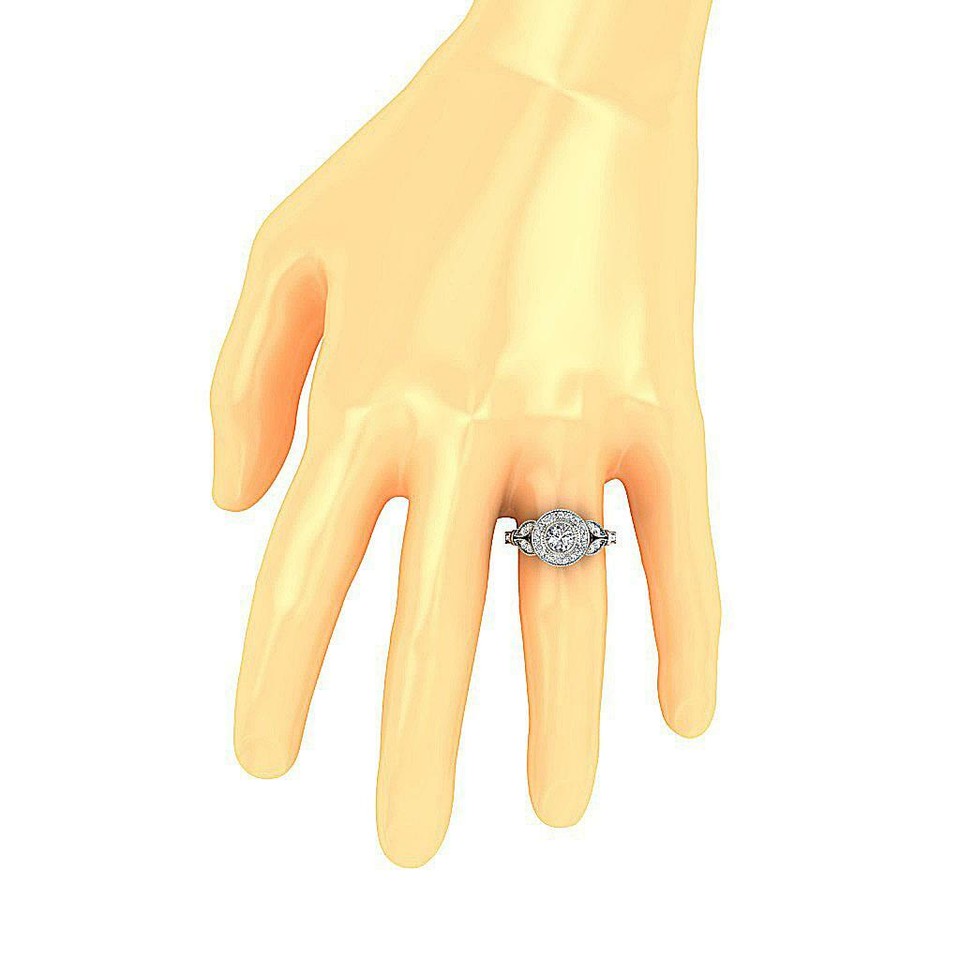 I1 G 1.25 Ct Natural Diamond Solitaire Milgrain Halo Anniversary Ring ...