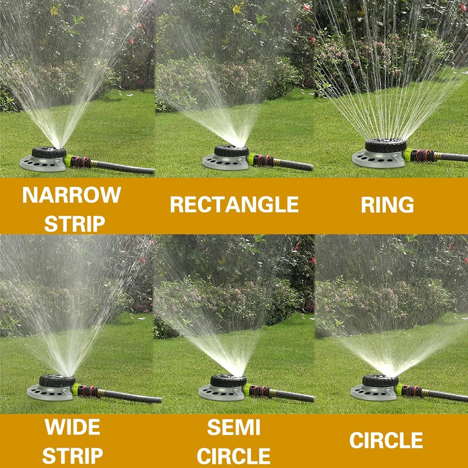 Adjustable Turret Metal Sprinkler, 9 Mode Fixed Lawn Sprinkler for Yard ...