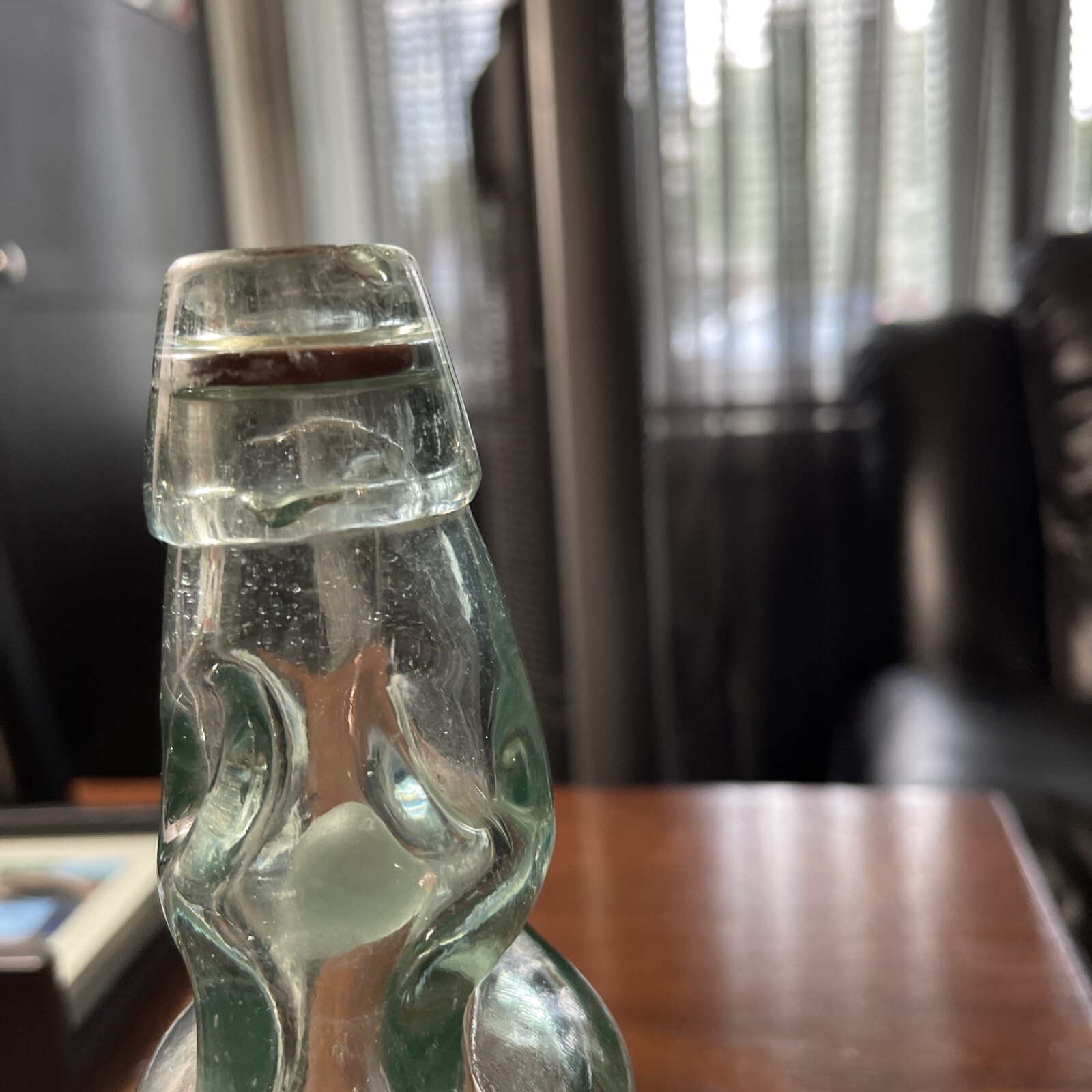 ANTIQUE PINCHED CODD NECK GREEN GLASS BLOB TOP BOTTLE MARBLE SODA BEER ...