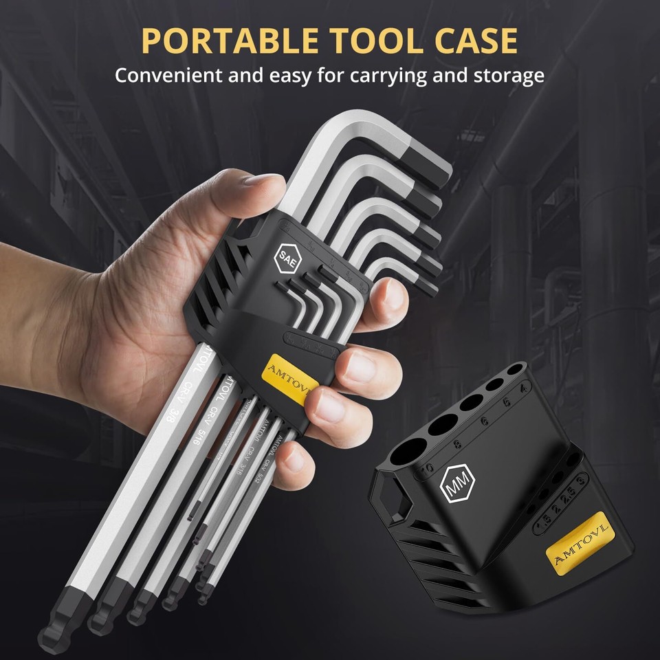 Hex Key Set, Allen Wrench Set, 18PCS Metric and SAE Allen Key Set Extra ...