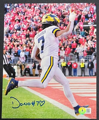 DONOVAN EDWARDS SIGNED MICHIGAN WOLVERINES VS OSU 8x10 PHOTO BECKETT ...