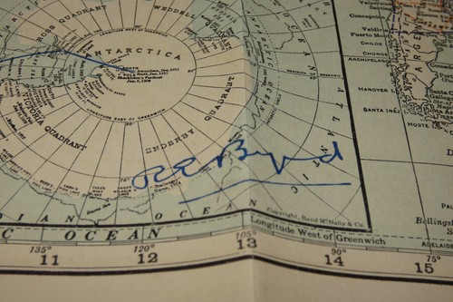 c1928 REAR ADMIRAL RICHARD E. BYRD Signed HISTORICAL FLIGHT MAP Tide ...