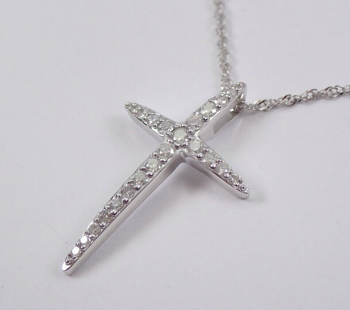 1.50Ct Round Cut Lab-Created Diamond CROSS Pendant 14k White Gold ...