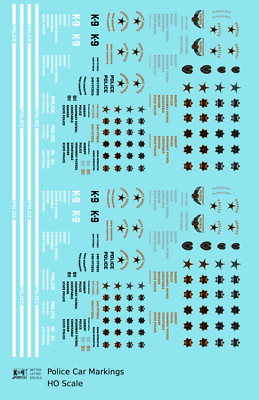 K4 HO 1:87 Scale Decals Police Car Markings Gold, Silver Black and ...