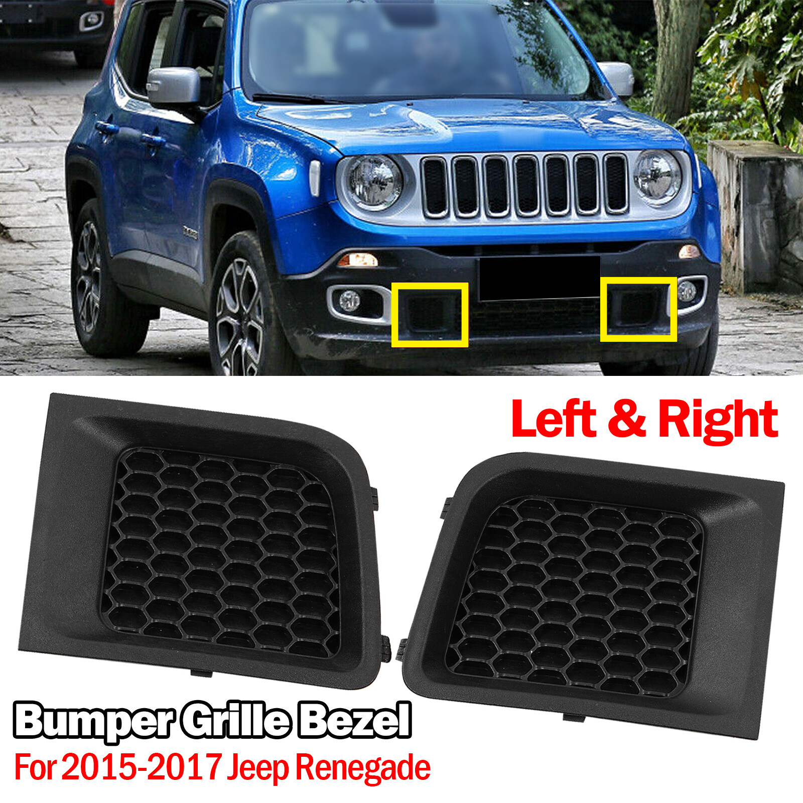 For 2015-2020 Jeep Renegade Left+Right Front Bumper Lower Grille Bezel ...