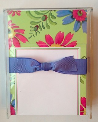 Acrylic Note Pad Holder with 200 Sheets of Floral Patterned Paper | eBay