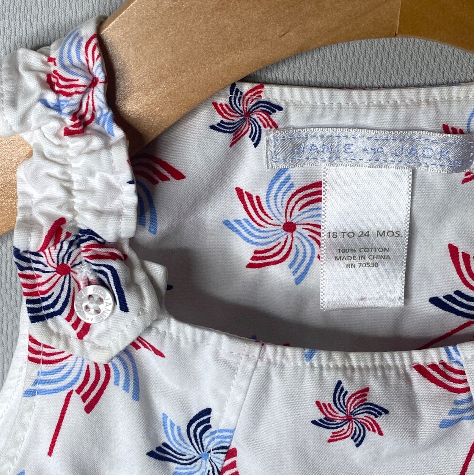 JANIE & JACK Nantucket Nostalgia Red White Blue Pinwheels Dress Girls ...