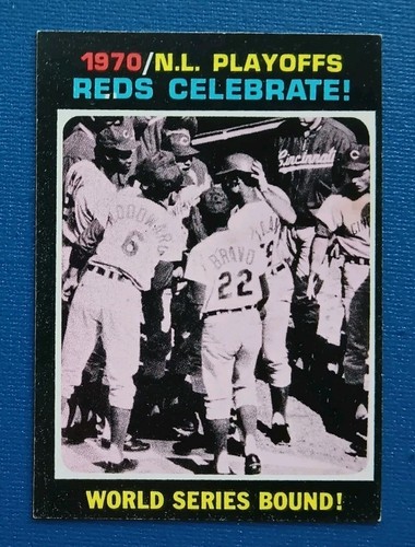 1971 Topps Baseball #202 1970 NL Playoffs Lee May Cincinnati Reds - EX+ ...