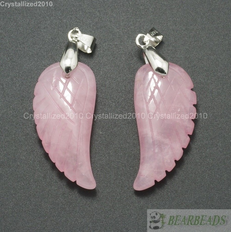 Natural Gemstone Carved Angel Wing Reiki Chakra Healing Pendant ...