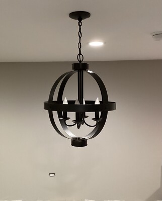 Allen + Roth 4-Light Antique Rustic Bronze Traditional Pendant Light | eBay