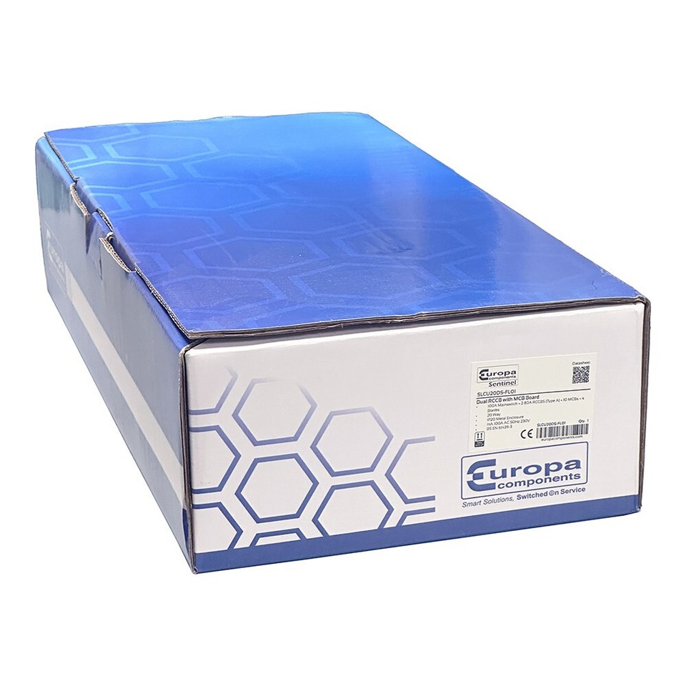 Europa SLCU20DS-FL01 Sentinel 20 Way Consumer Unit Metal Clad Dual RCD ...
